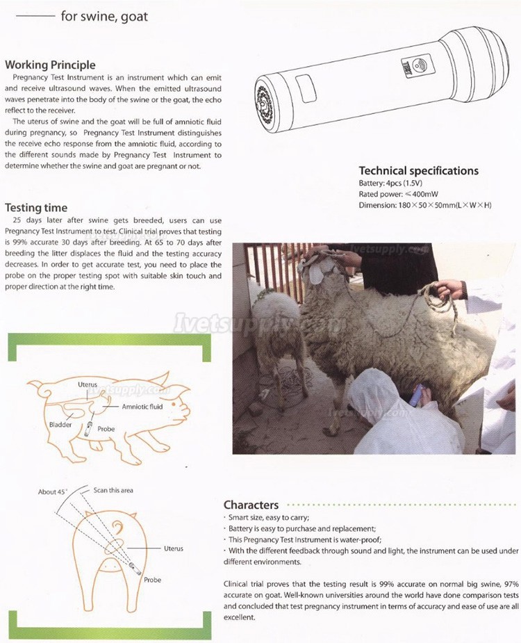 KAIXIN PT01 Portable Ultrasonic Pregnancy Detector For Pig Sow Sheep ...