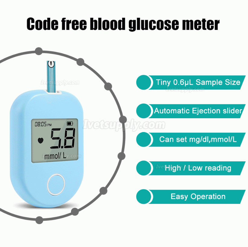 Vet Veterinary OLED Digital Sugar Level Test Device Pets Blood Glucose ...