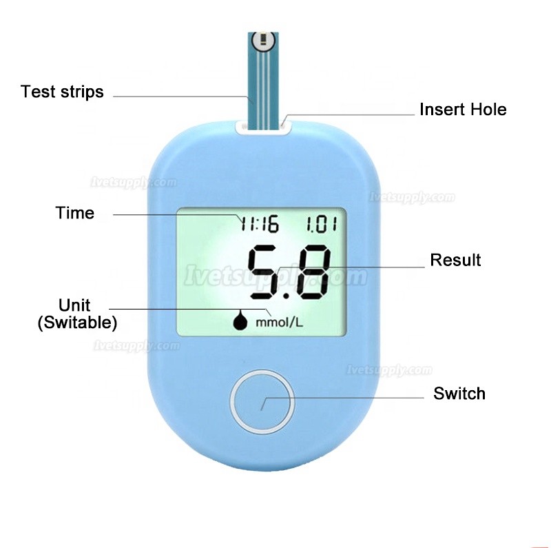 Vet Veterinary OLED Digital Sugar Level Test Device Pets Blood Glucose ...
